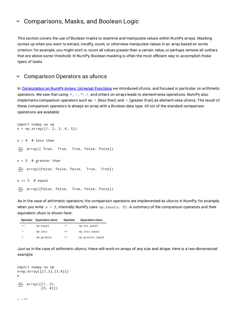 Boolean Arrays and Masks.ipynb Colab | PDF | Boolean Data Type | Computing