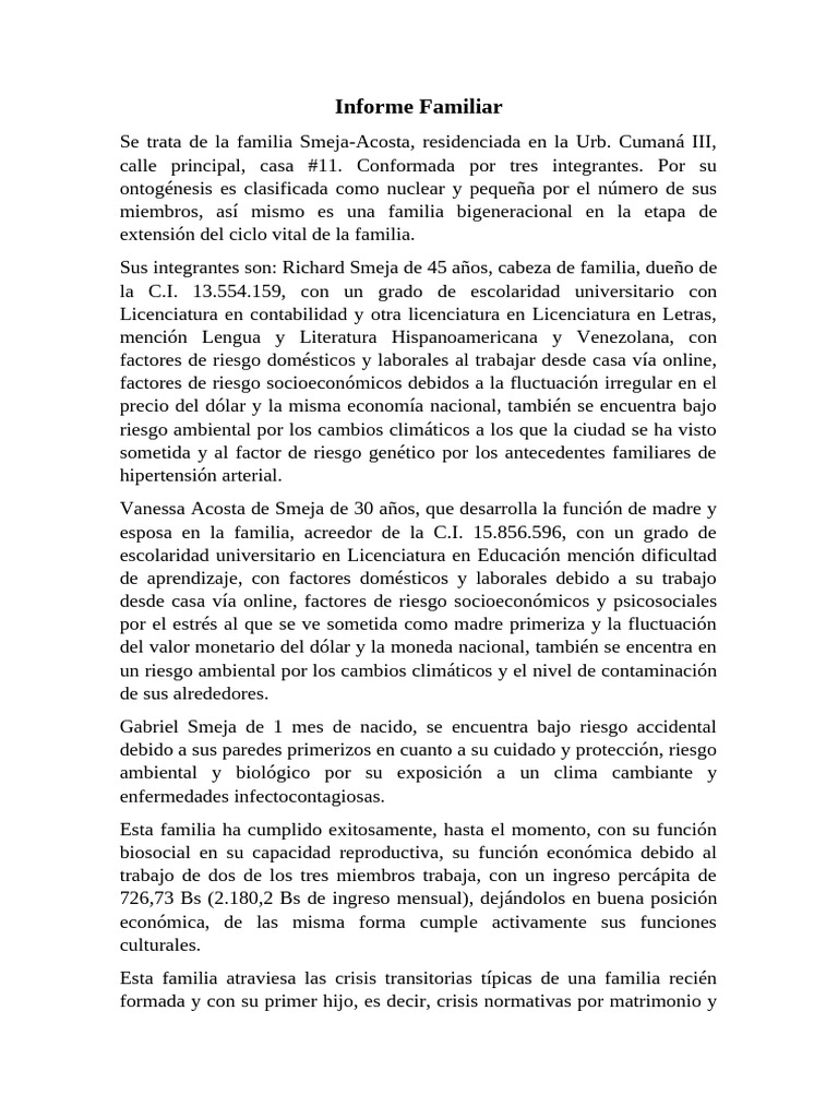 Informe Familiar AIS | PDF | El embarazo | Especialidades Medicas
