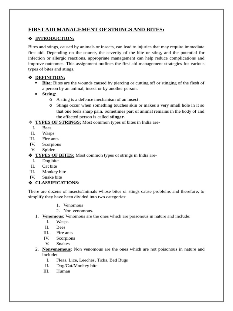 First Aid for Bites and Stings | PDF | Snake