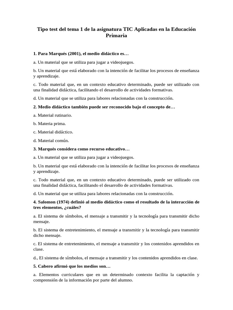 Test Tema 1 TIC | PDF | Inteligencia artificial | Inteligencia (IA) y ...