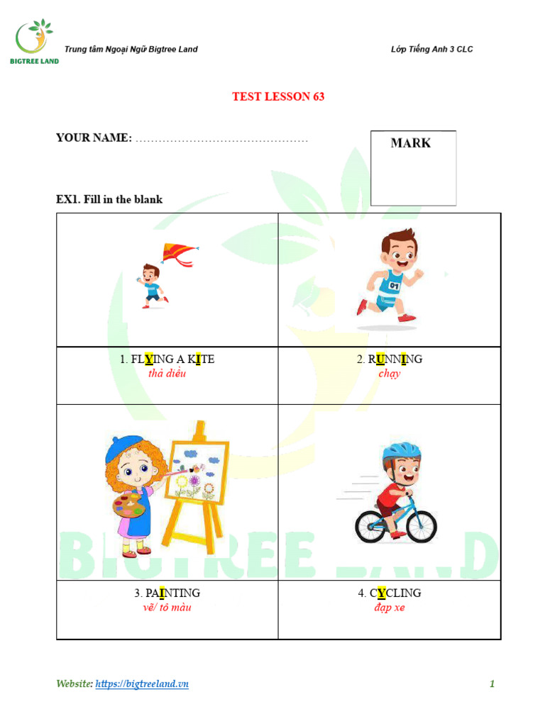 Key - Test Lesson 63 | PDF