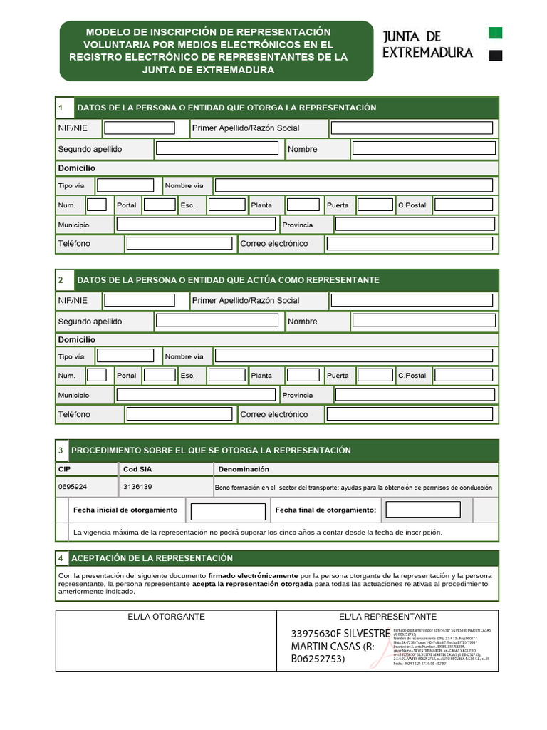 Inscripción Electrónica de Representación | PDF