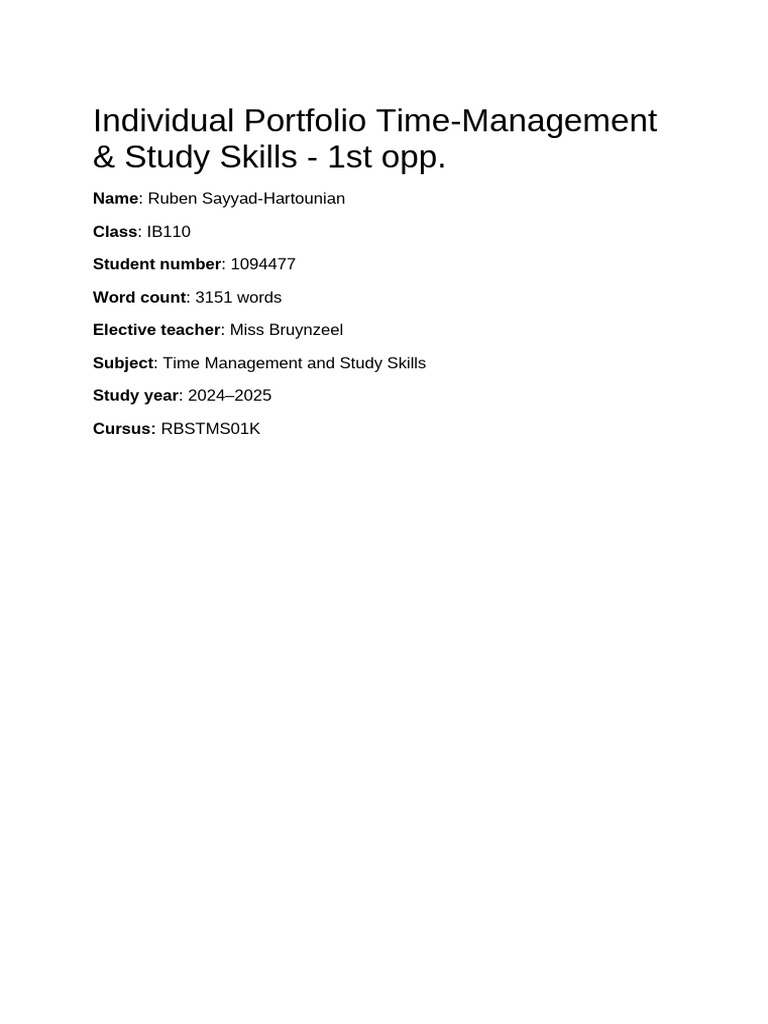 Time Management Project Bijna 2 | PDF | Time Management | Professional ...