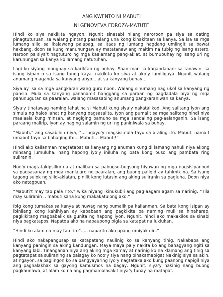 Ang Kwento Ni Mabuti | PDF