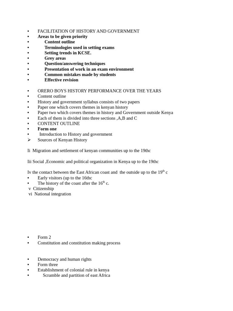 KCSE History Exam Guide | PDF | Kenya