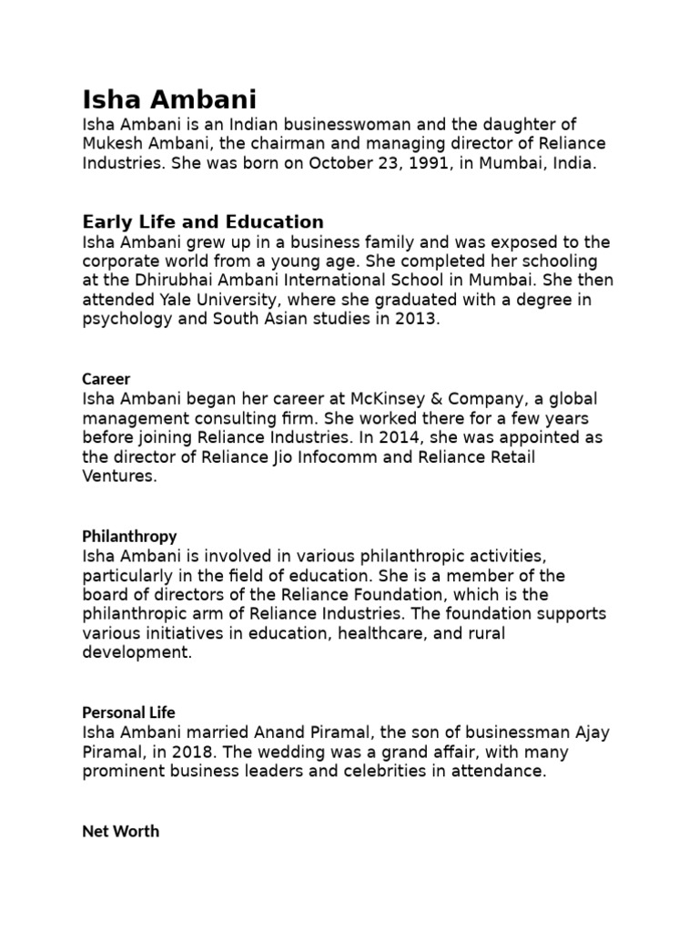 Isha Ambani | PDF