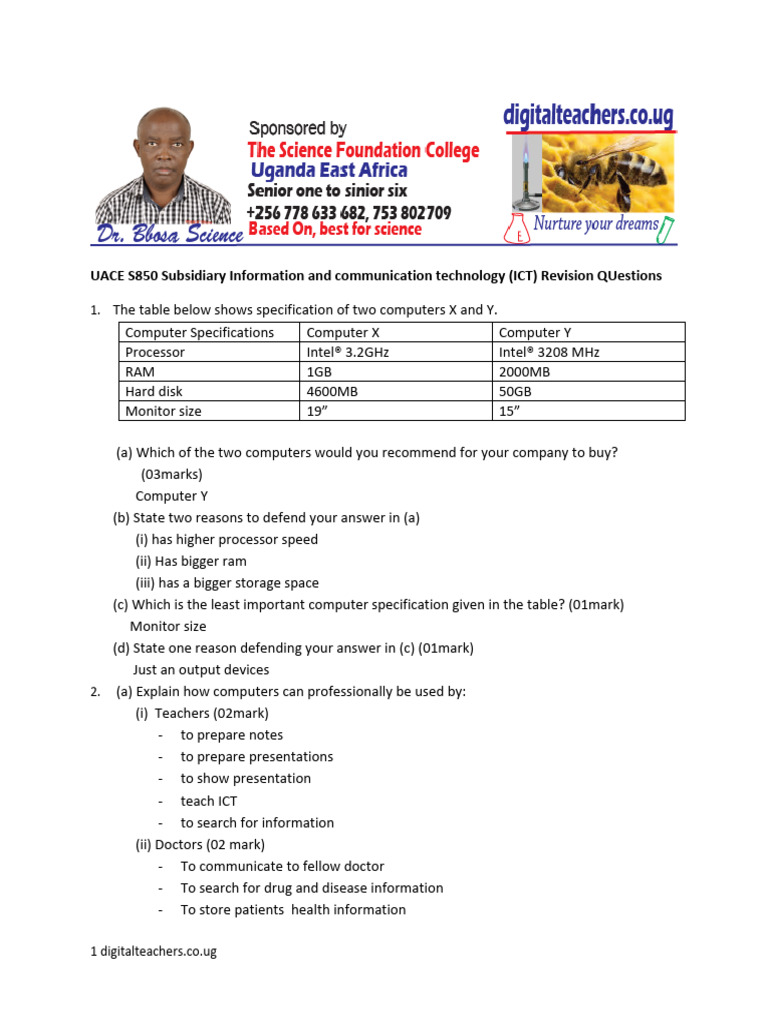 ICT-revision-questions | PDF | Computer Network | World Wide Web