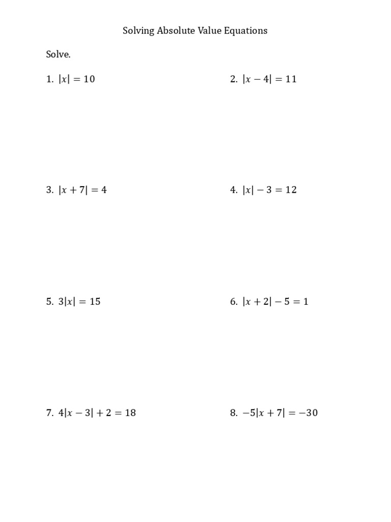 Absolute Value Equations | PDF