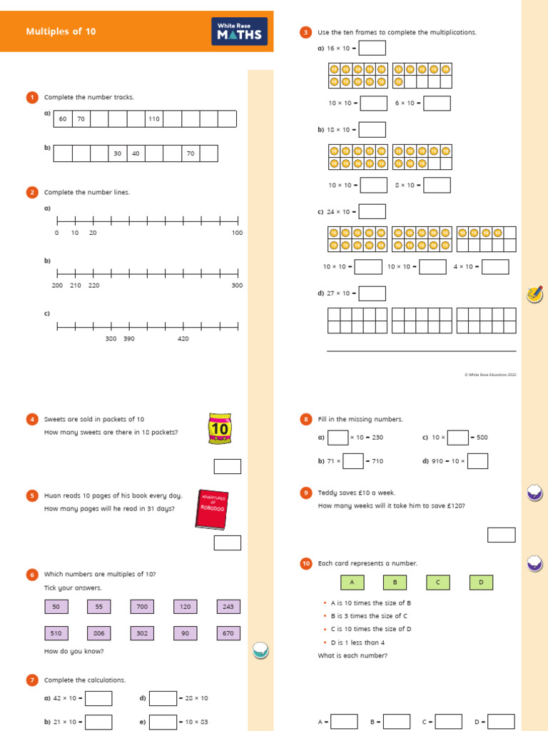 Year 3 Multiples of Ten Homework | PDF