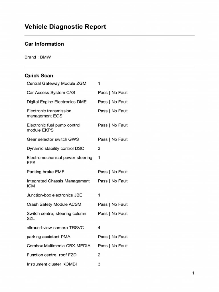 BMW Diagnostic Report | PDF