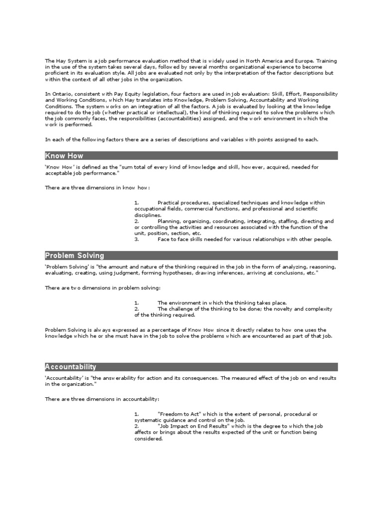 HR Professionals' Guide to Hay Evaluation | PDF | Evaluation | Risk