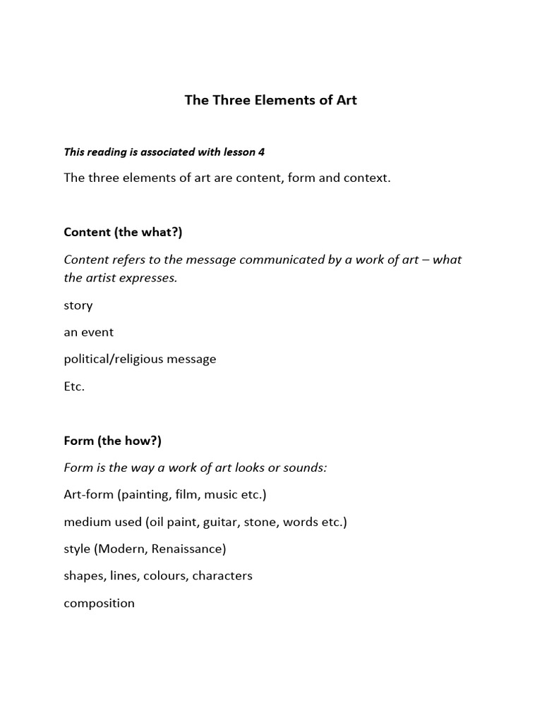 The 3 Elements of Art | PDF