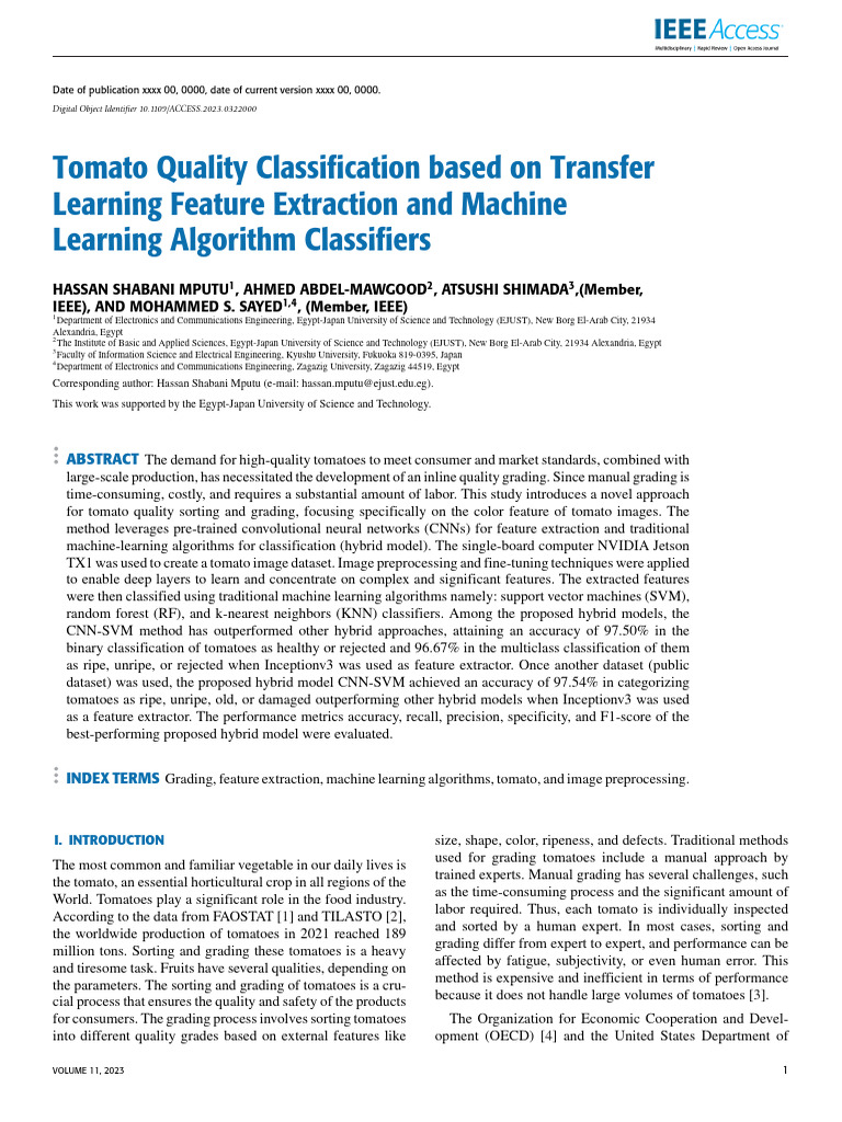 Tomato Quality Classification Using CNNs | PDF | Machine Learning ...