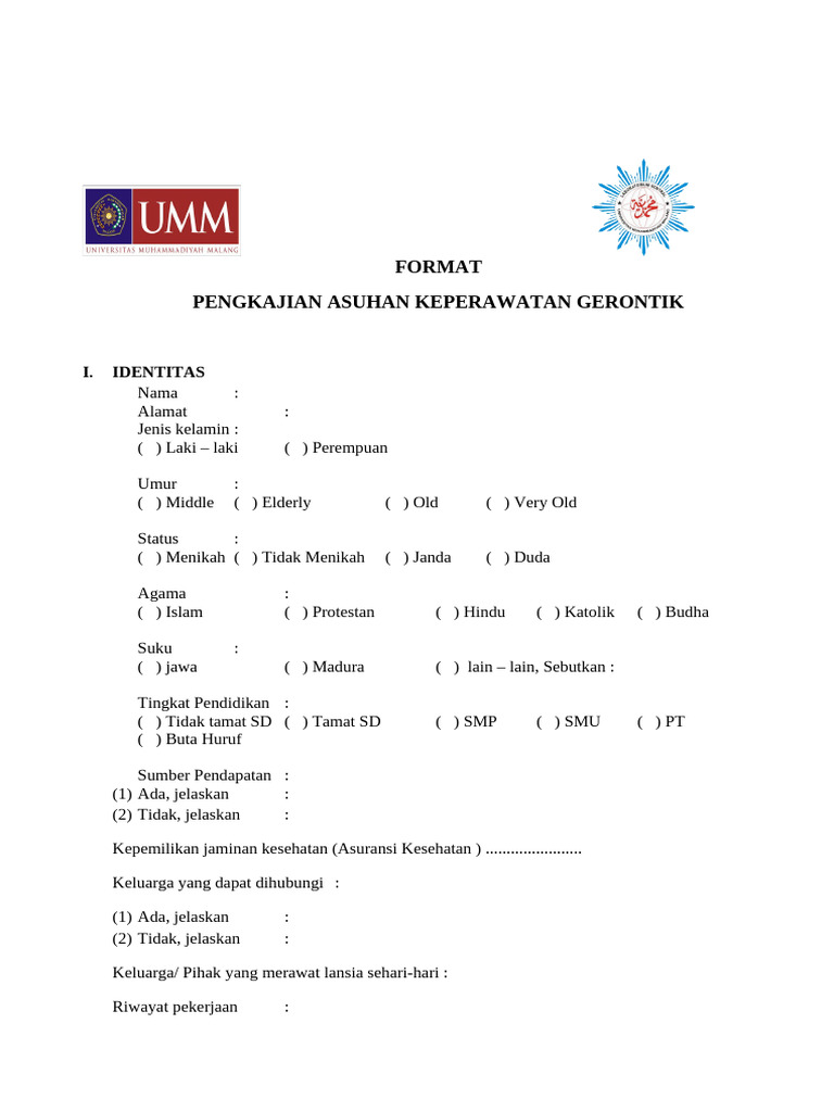 Form pengkajian gerontik | PDF