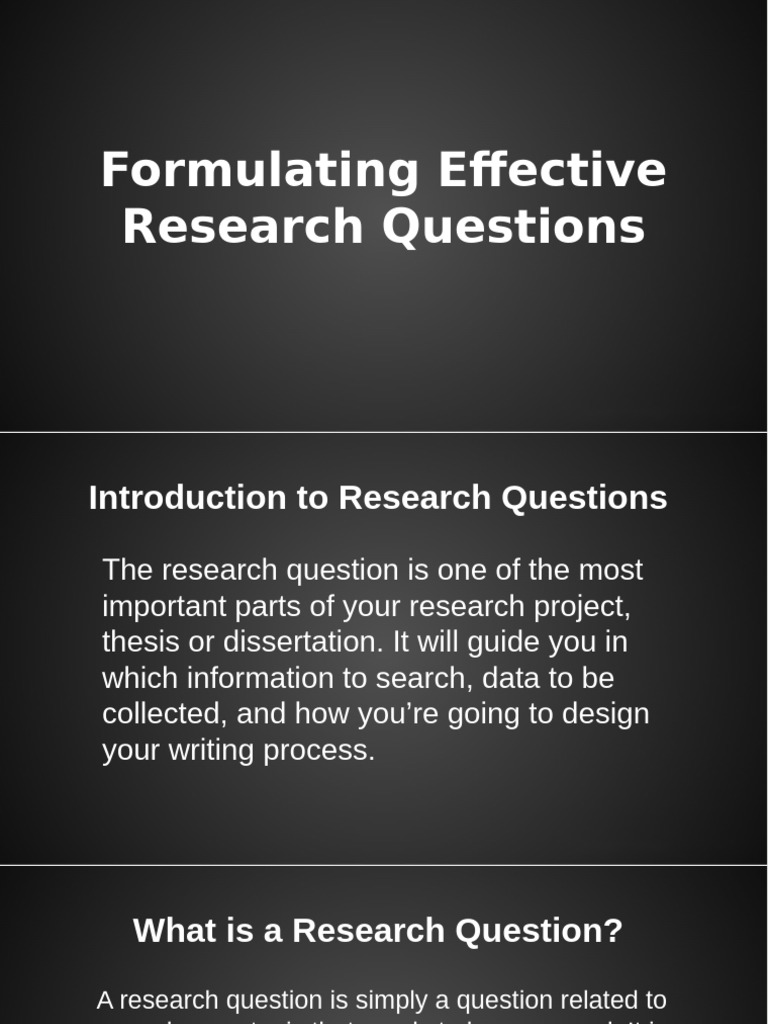 Formulating Effective Research Questions | PDF
