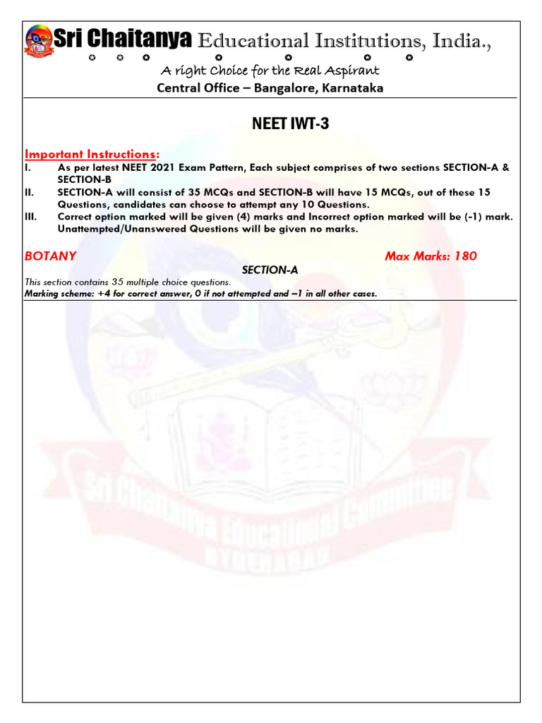 16-03-2024 Incoming SR - Elite Neet Iwt-3 Q.paper | PDF | Pituitary Gland | Hypothalamus