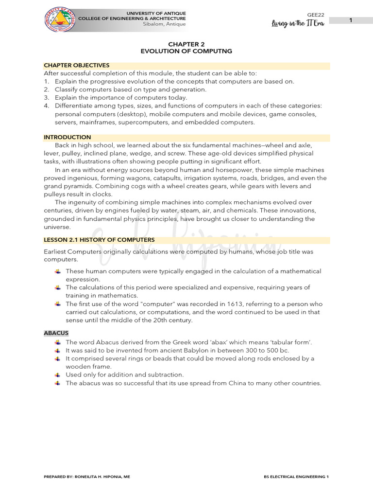 Chapter 2 Evolution of Computing | PDF | Integrated Circuit | Personal Computers