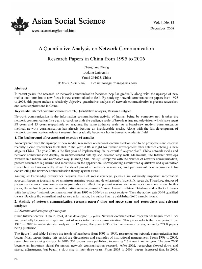 A Quantitative Analysis On Network Communication R | PDF | Quantitative ...