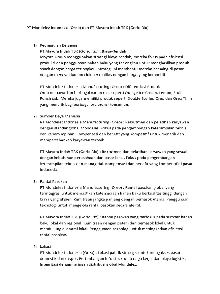 Strategi Bersaing Oreo vs Gorio Rio | PDF