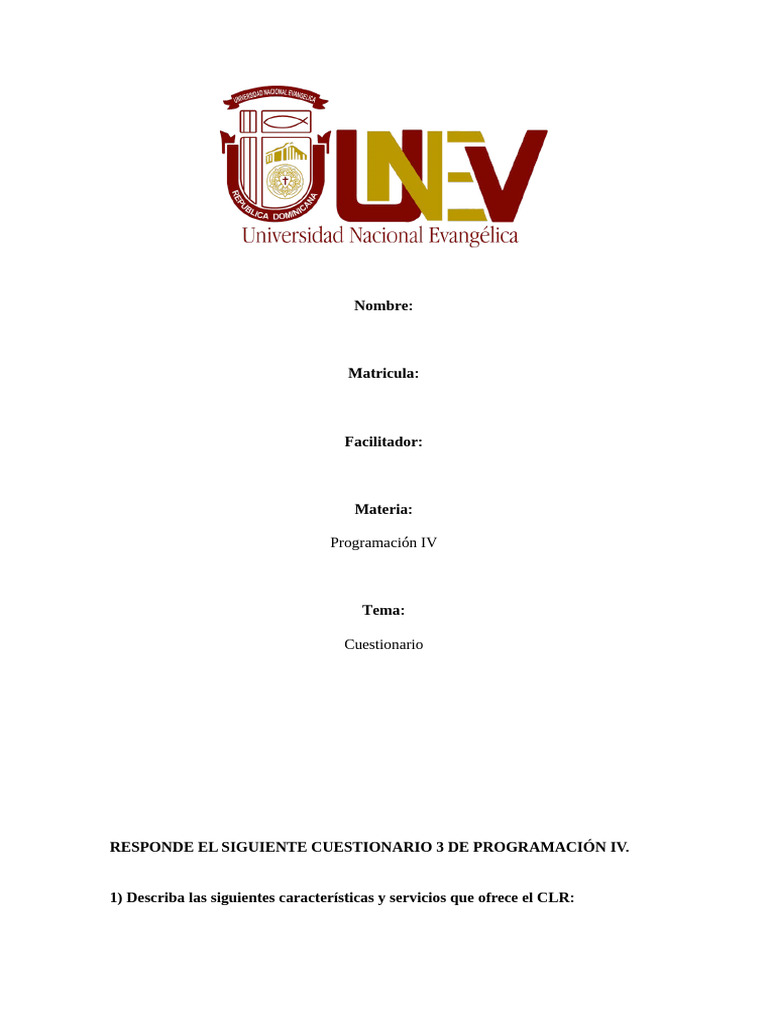 Cuestionario de Programación IV | PDF | .NET Framework | Programa de computadora
