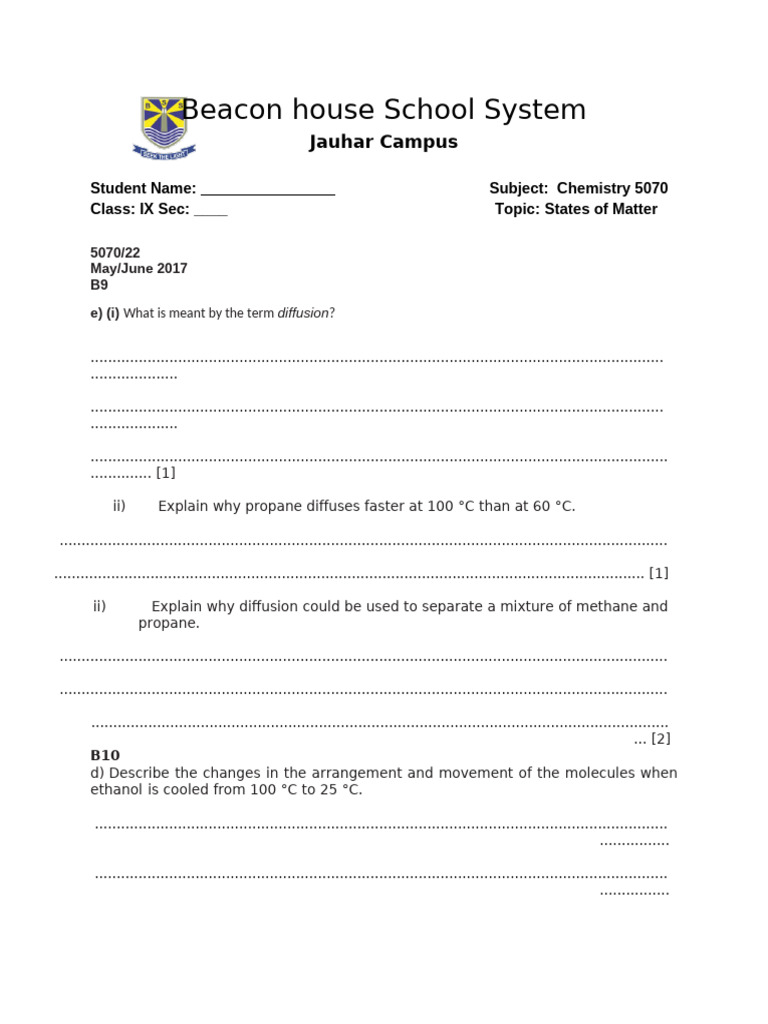Chemistry IX: States of Matter Exam Guide | PDF | Liquids | Gases