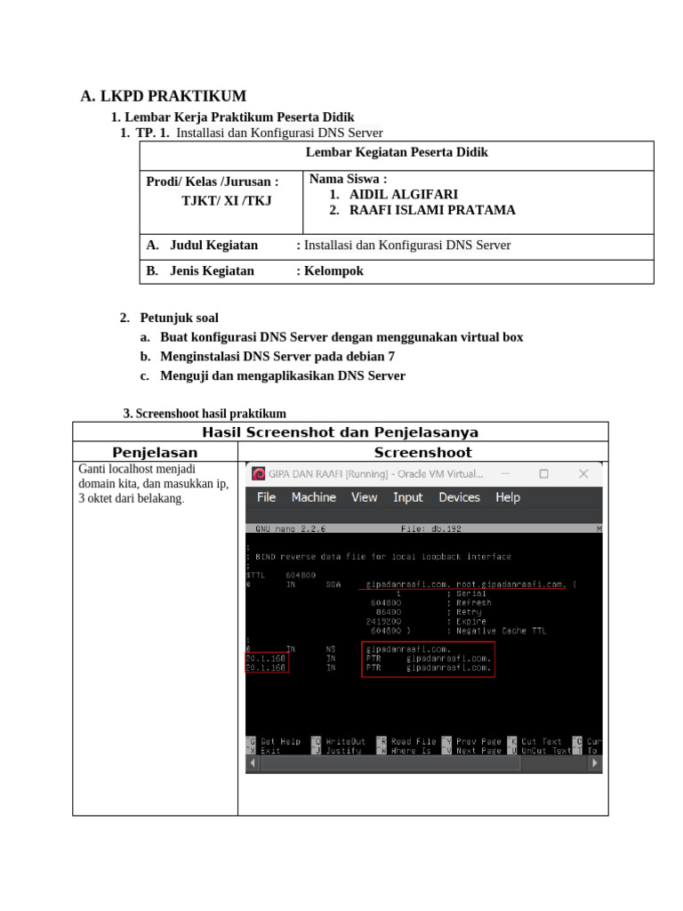 LKPD Praktikum DNS Server | PDF