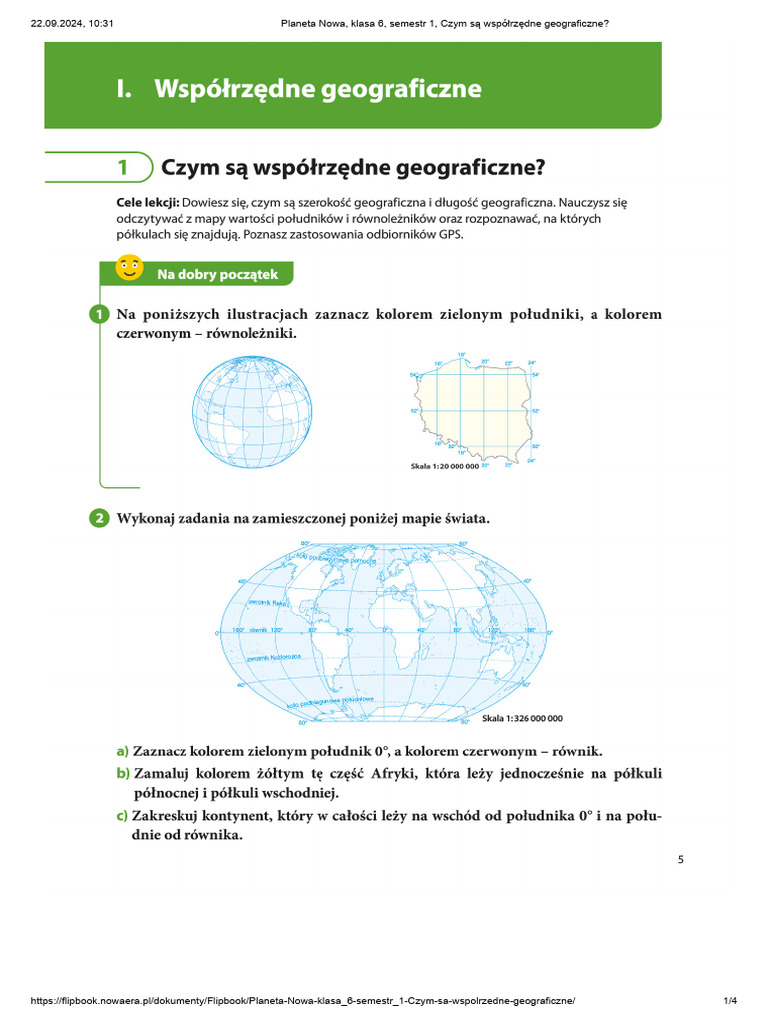 Planeta Nowa, Klasa 6, Semestr 1, Czym Są Współrzędne Geograficzne | PDF