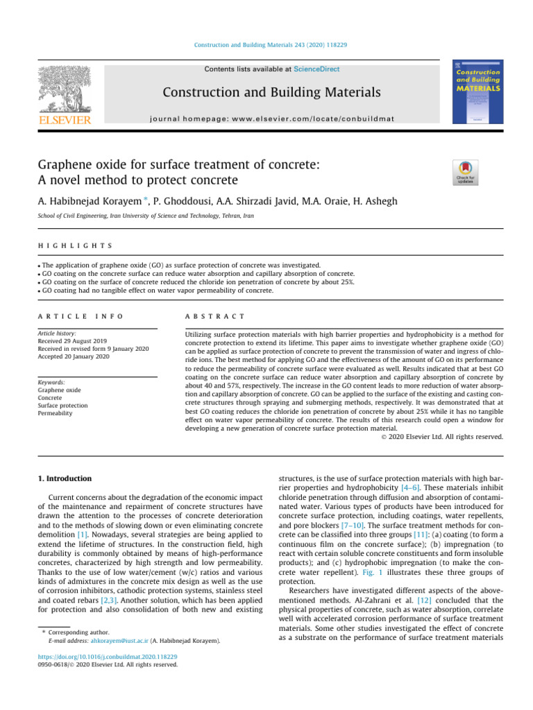 Graphene Oxide (Concrete Surface Protection) | PDF | Concrete ...
