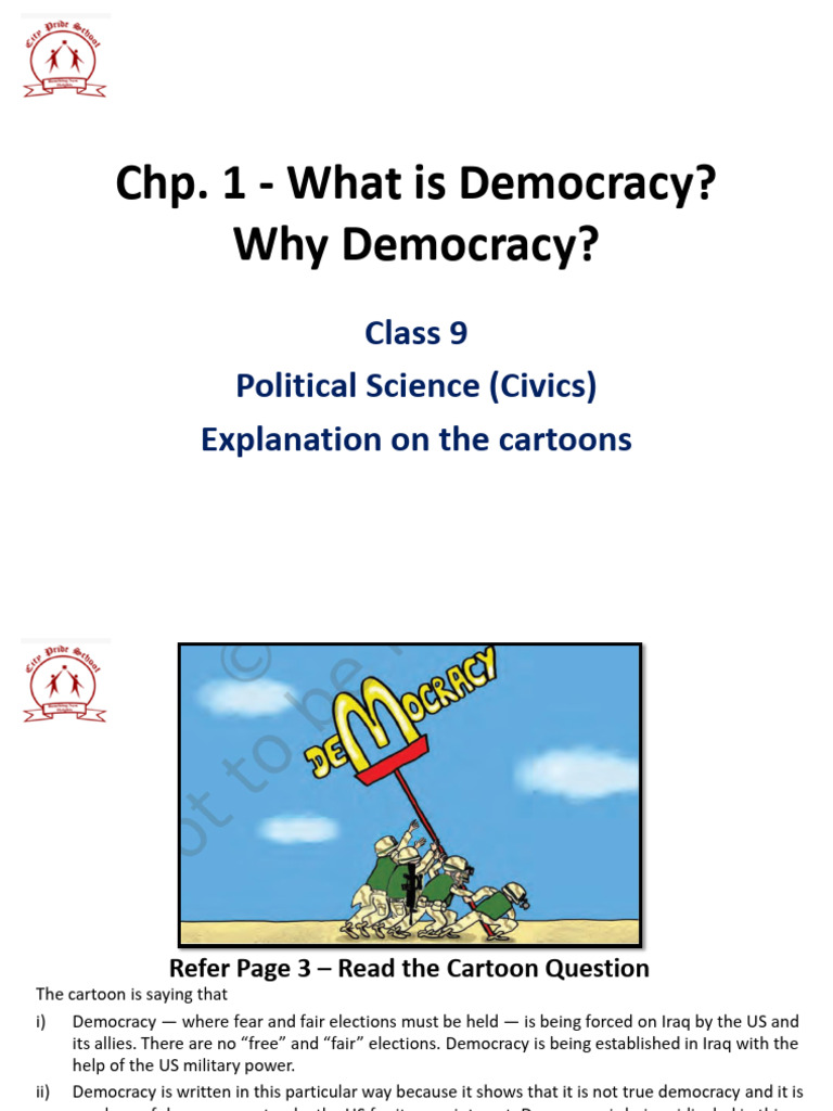 Democracy Cartoons Explained for Class 9 | PDF | Elections | Democracy