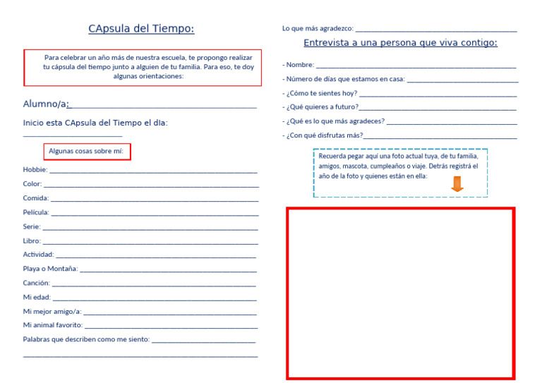 Mi Cápsula del Tiempo Escolar | PDF