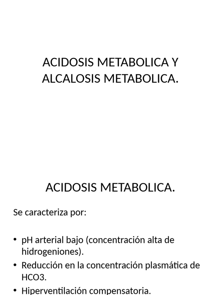 ACIDOSIS METABOLICA Y ALCALOSIS METABOLICA | PDF | Fisiología ...