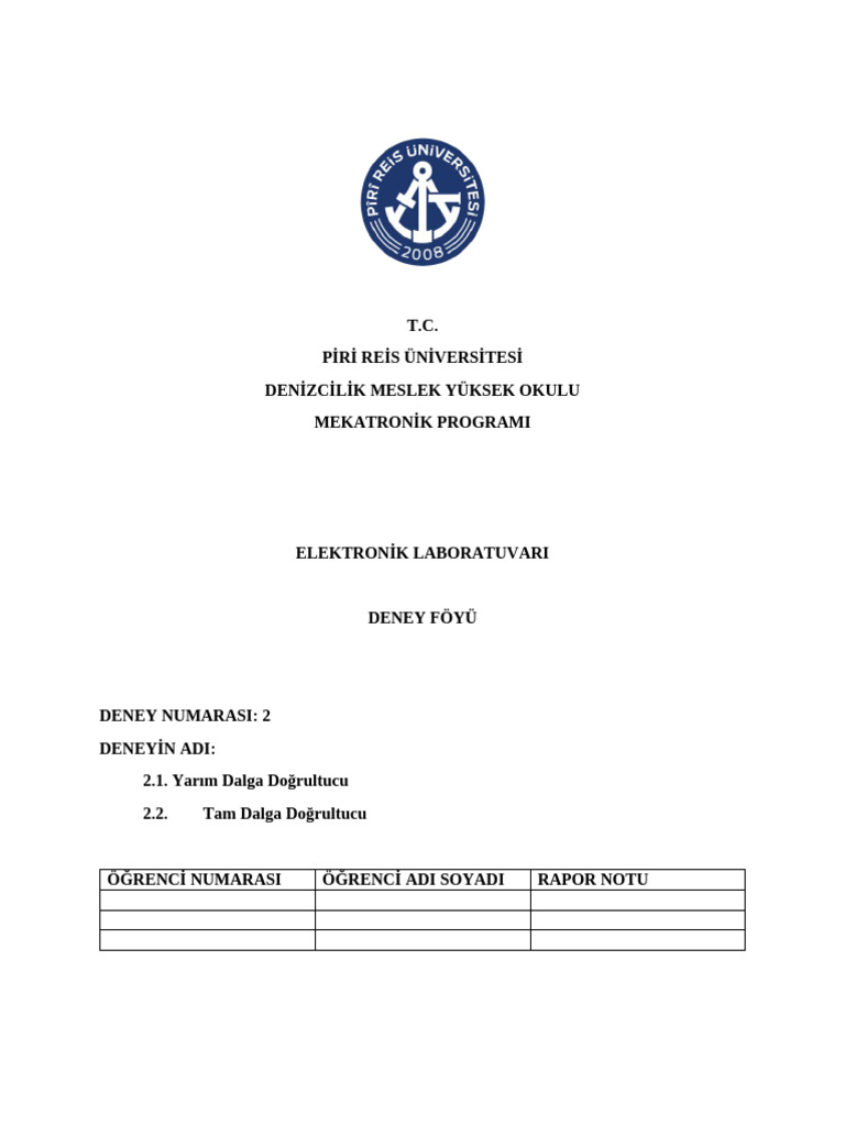 Deney 2 - Deney Föyü | PDF