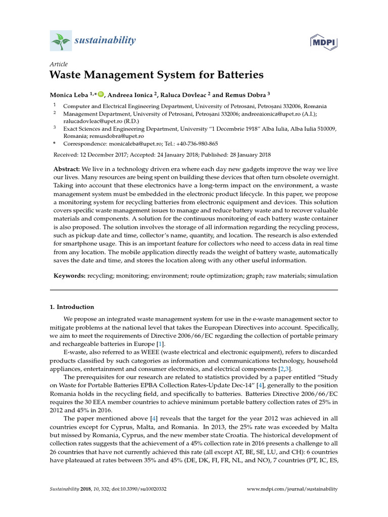 Battery Waste Management System | PDF | Waste Management | Visual Cortex