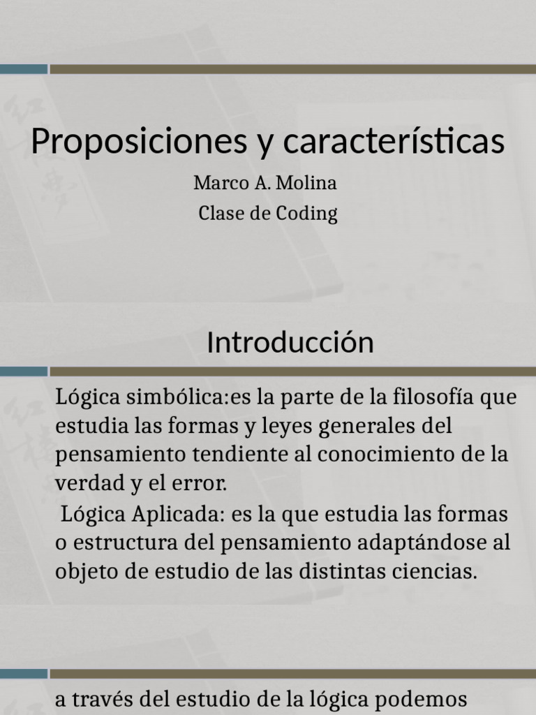Clase 3 Coding Proposiciones y Características | PDF | Proposición | Lógica
