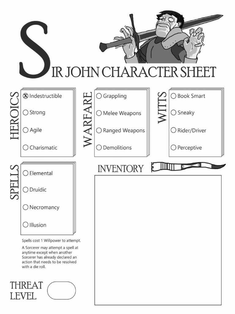 Everyone Is Sir John Character Sheet v0.2 | PDF