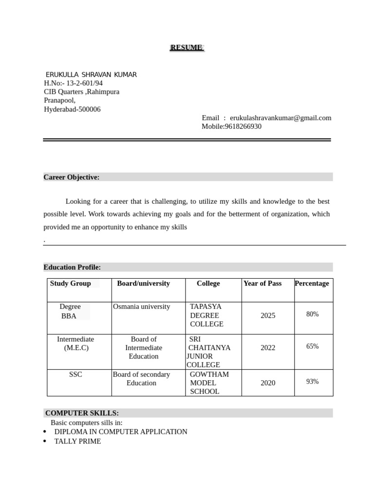 Shravan Resume-1 | PDF
