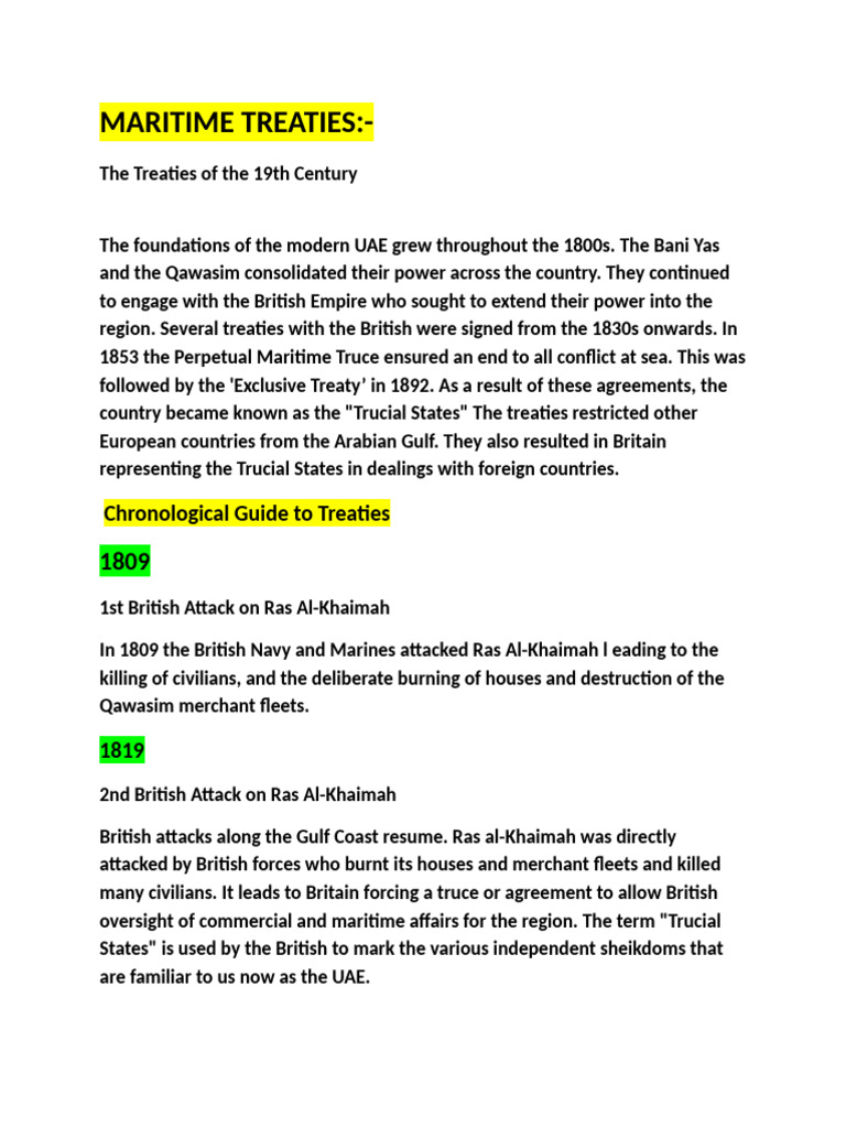 Maritime Treaties Handout | PDF | United Arab Emirates