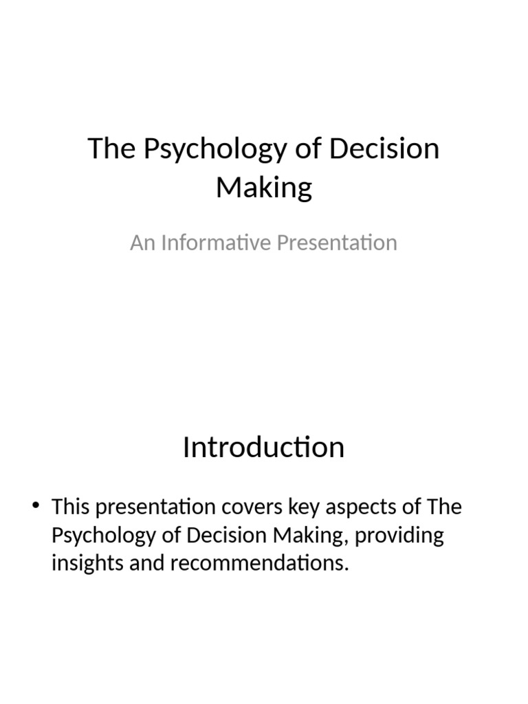 Understanding Decision Making Psychology | PDF