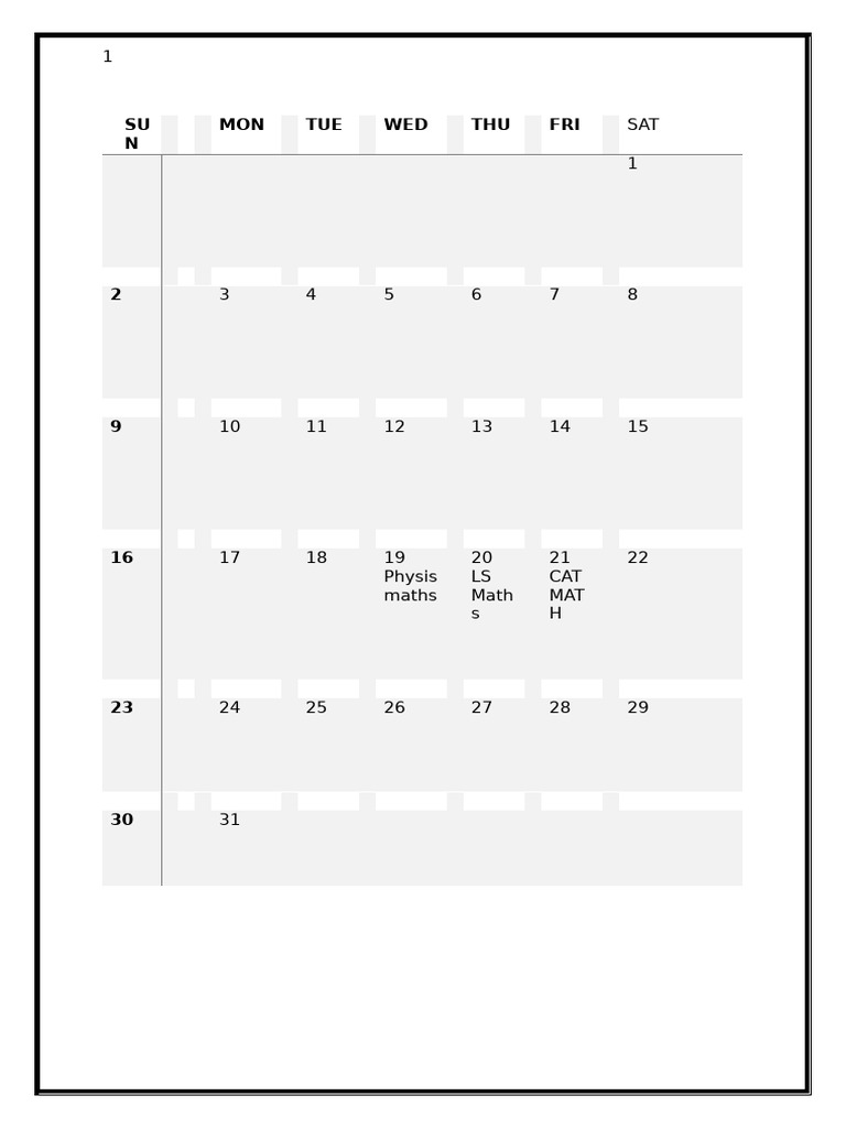 Su N Mon Tue Wed Thu Fri | PDF