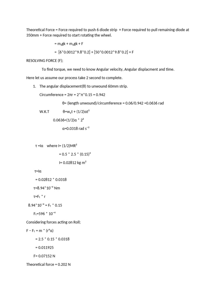 Force Cal Calculation | PDF