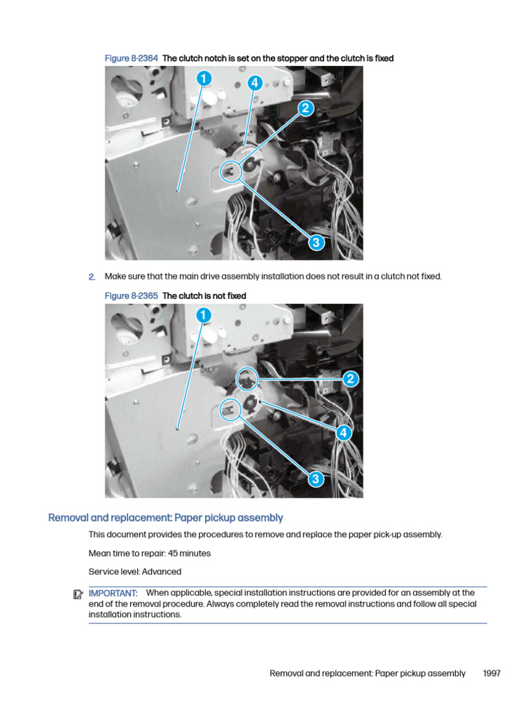 Paper Pickup Replacement Instructions M611 | PDF | Electrostatic ...