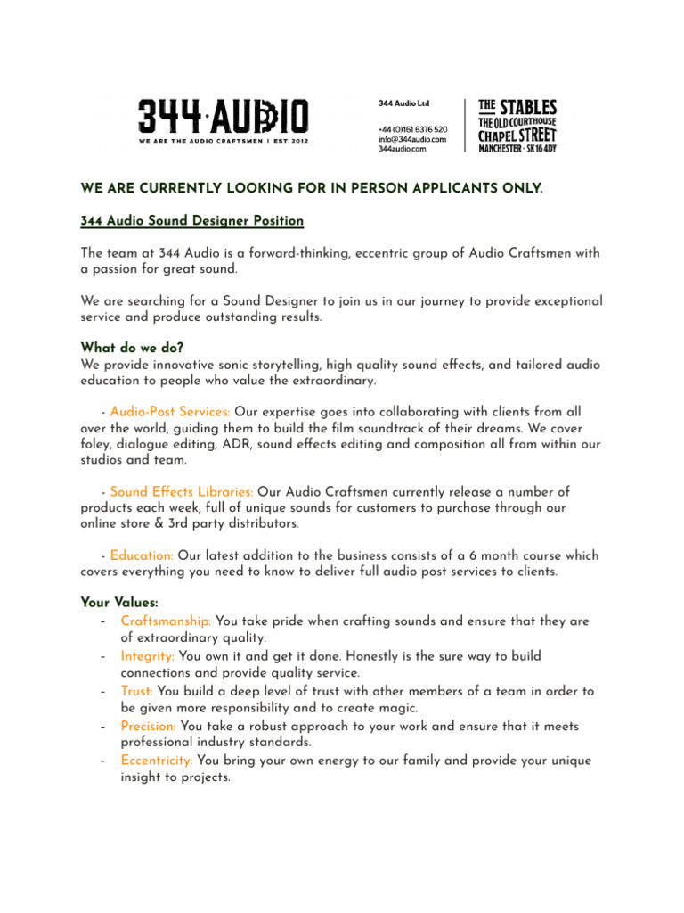 344 Audio Sound Designer | PDF | Editing