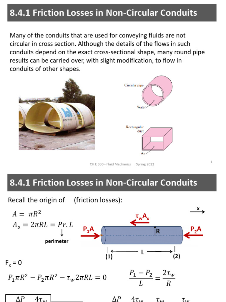 Topic 6c - Friction Losses in Noncircular Conduits - Chapter 8 - Munsen ...