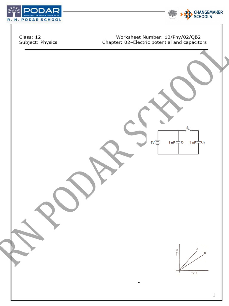 Ch2. Electric Potential & Capacitors (Capacitors) (QB) - 2 | PDF | Capacitor | Capacitance