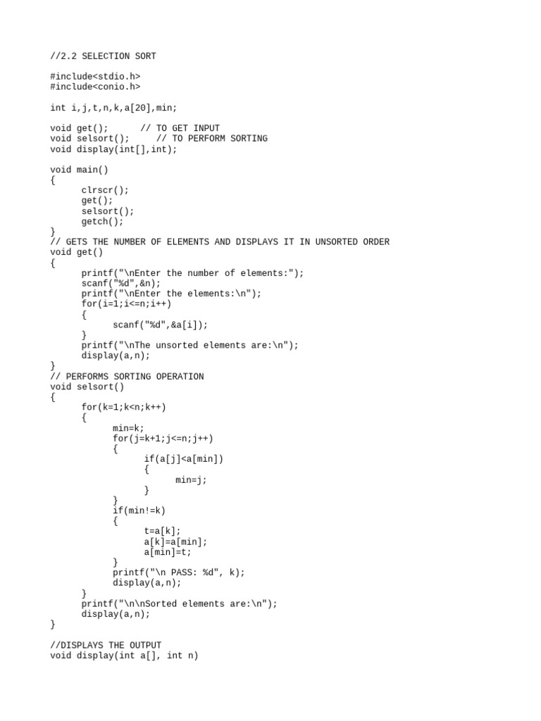4.SELECTION SORT | PDF