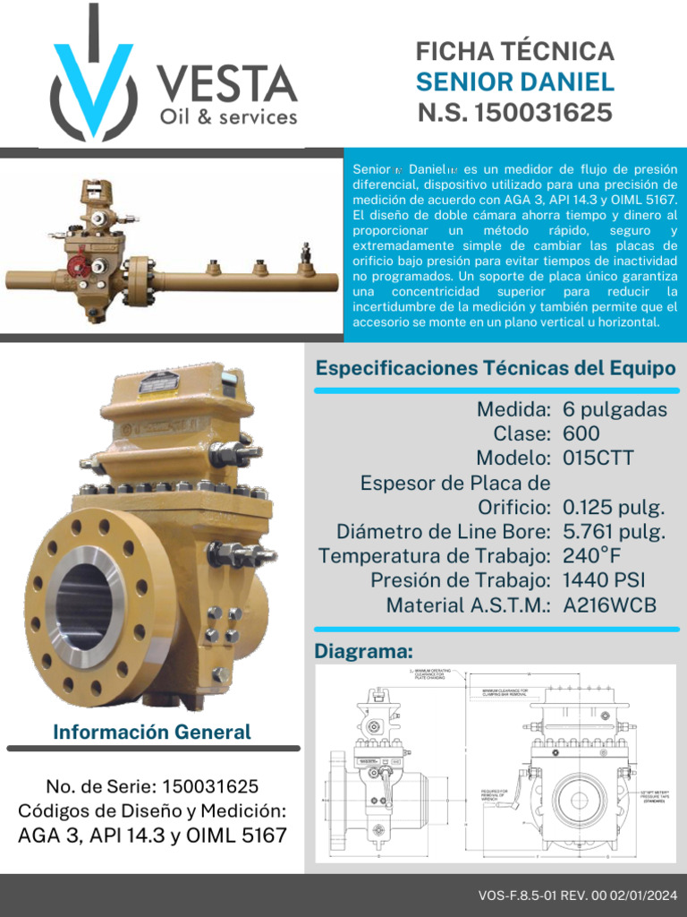 Ficha Técnica Medidor Senior Daniel | PDF