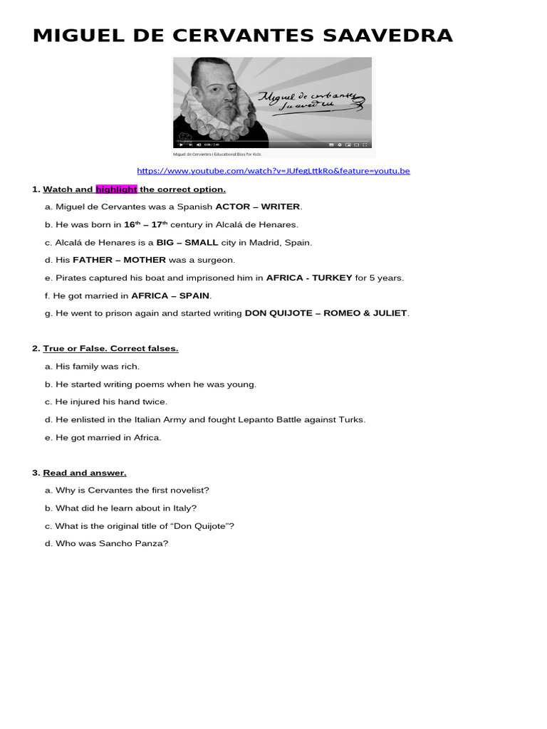 Tarea 3 - Miguel de Cervantes | PDF | Miguel De Cervantes | Don Quixote