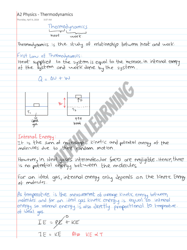 A2 Physics - Thermodynamics_watermark | PDF