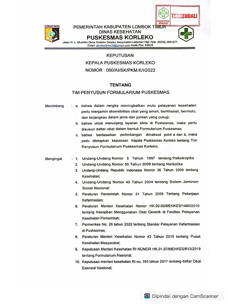 SK Tim Penyusun Formularium | PDF