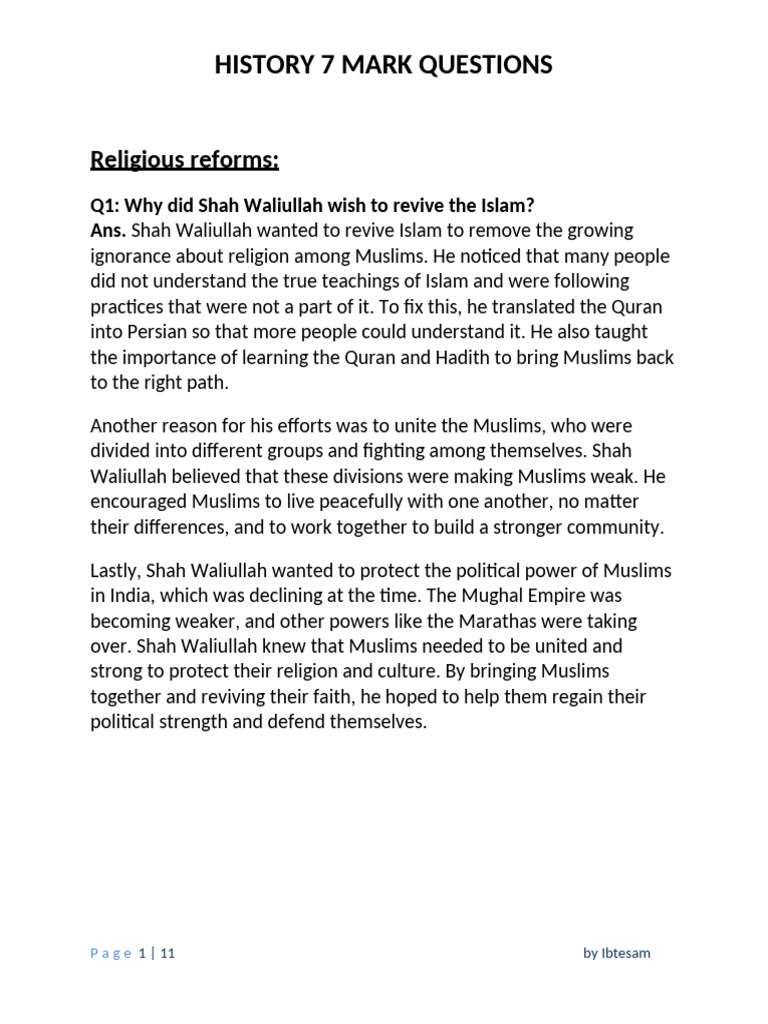 Quest 7 mark | PDF | Quran | Islam